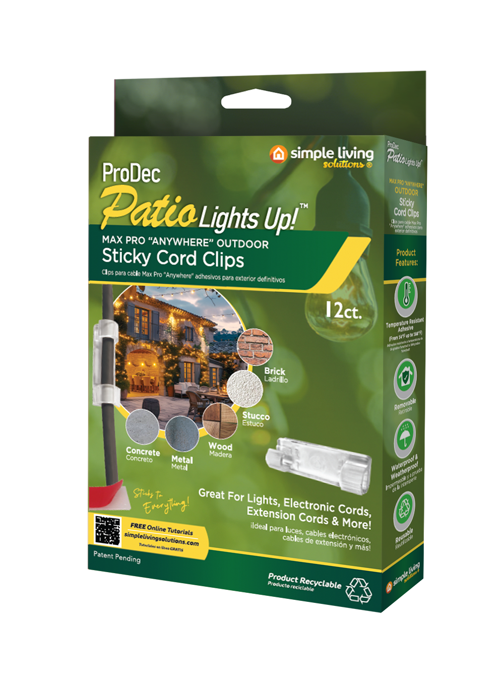 12 Ct. Sticky Cord Clip - Outdoor Adhesive Clips – Simple Living Solutions